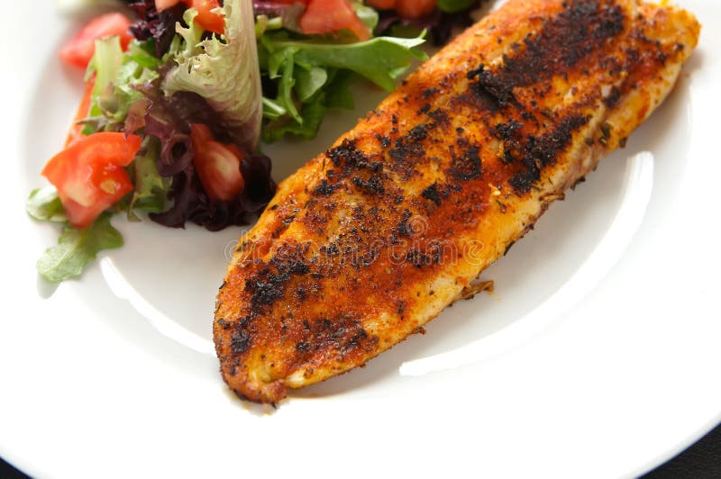 Blackened Fillet Of White Fish Stock Image - Image of fillet, lunch ...