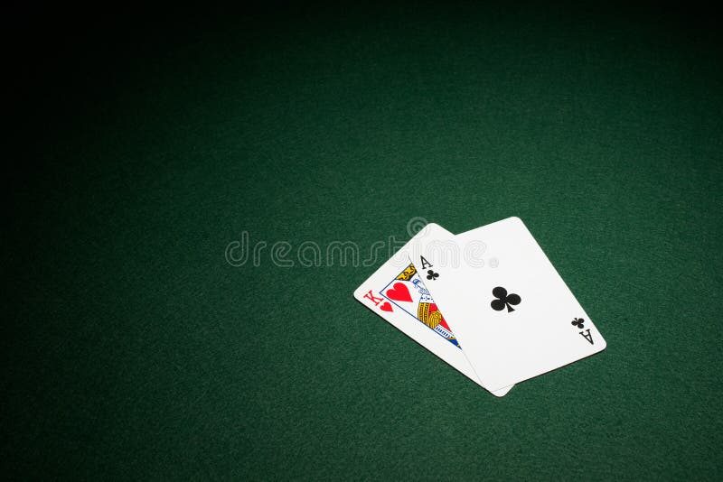 Blackjack Hand on Green Baize Stock Image - Image of lucky, night: 10668331