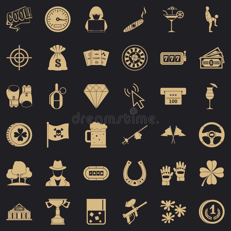 Blackjack Icons Set, Simple Style Stock Vector - Illustration of ...