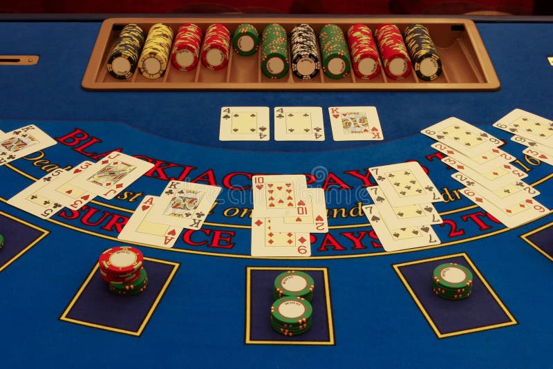 Blackjack Table in Casino with Cards Stock Image - Image of blackjack ...