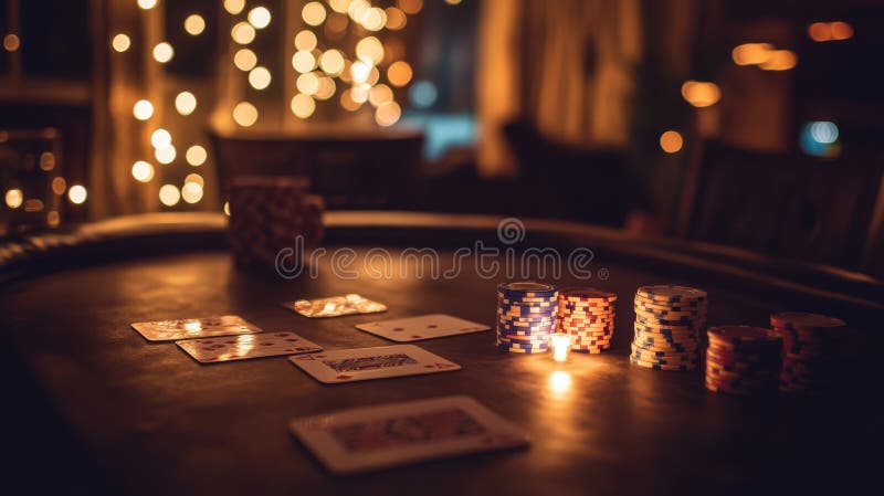A Blackjack Table Illuminated by Soft Golden Lighting, Digital Stock ...