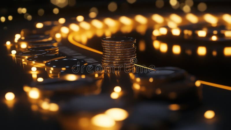 A Blackjack Table Illuminated by Soft Golden Lighting, Digital Stock ...