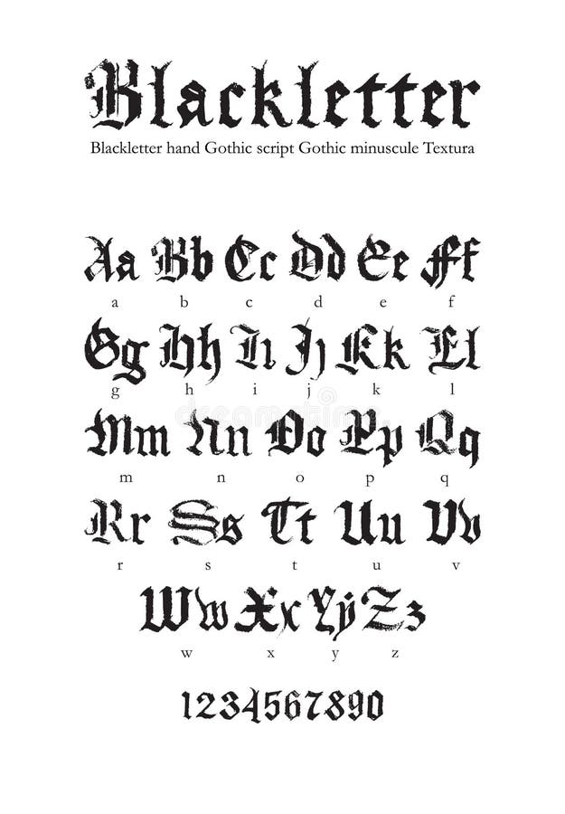 Gothic font alphabet stock illustration. Illustration of letter - 19883636