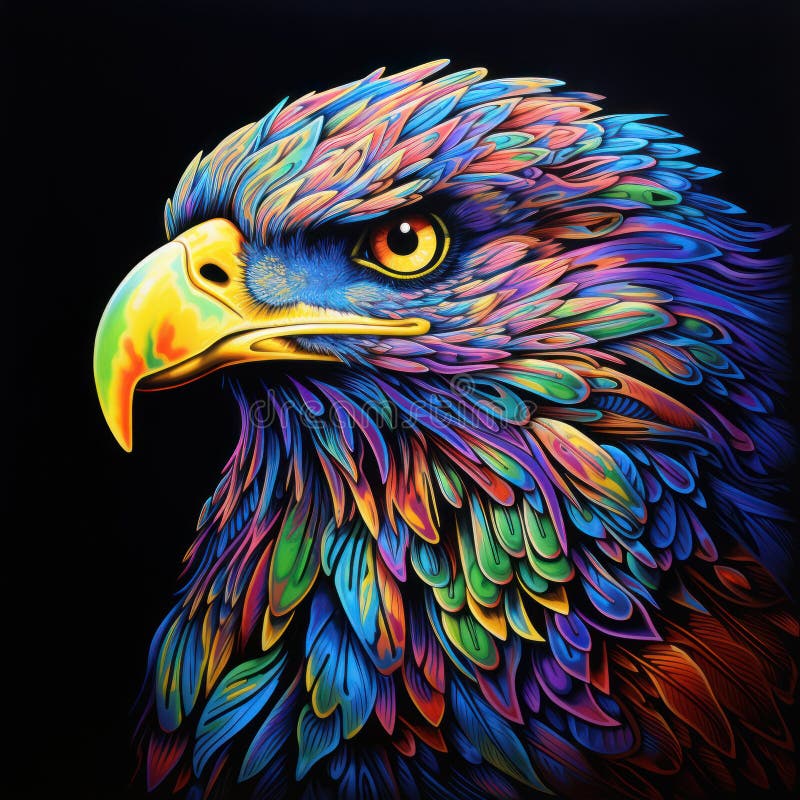 Blacklight Paintingstyle Eagle Eagle Pop Art Illustration Stock ...
