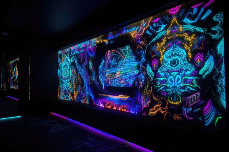 Blacklight and Uv-reactive Mural with Hidden Messages Stock ...