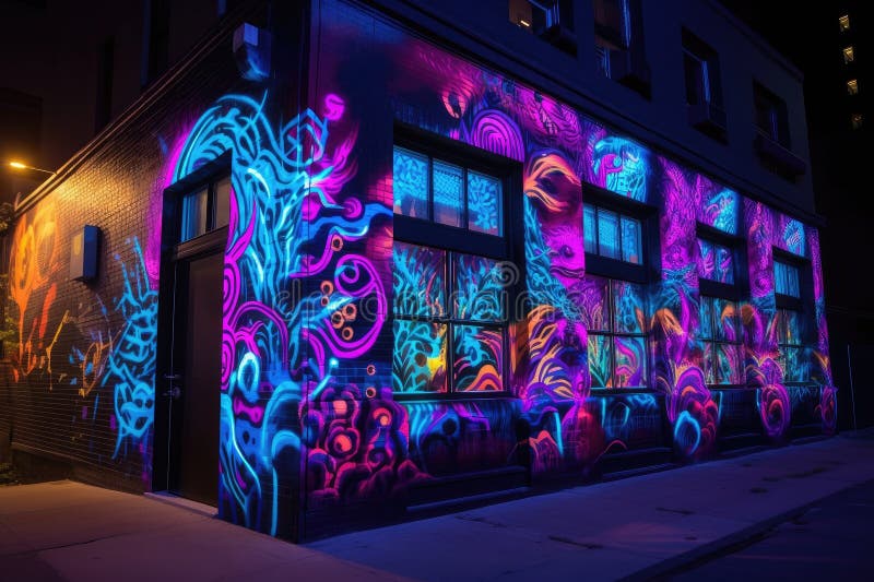 Blacklight and Uv-reactive Painting on the Side of a Building Stock ...