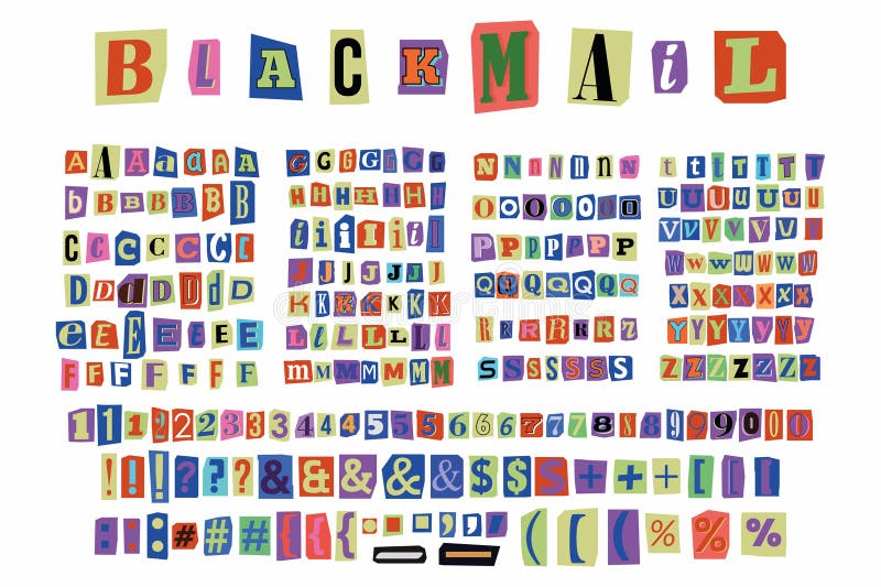 Blackmail Ransom Anonymous Notes Font Alphabet Stock Vector ...