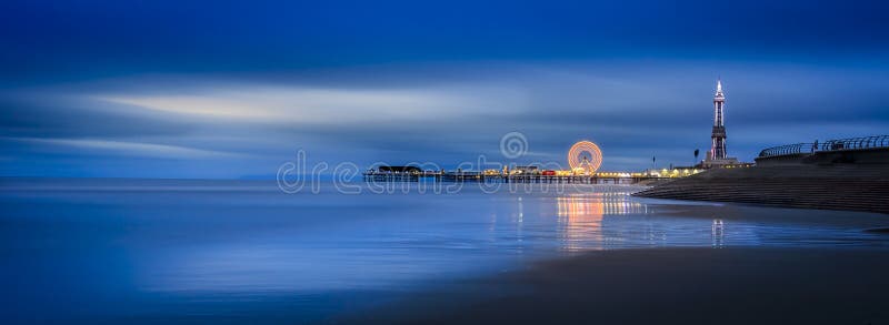 Blackpool at night stock image. Image of largest, blackpool - 57835051