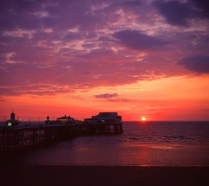 Blackpool North Pier at Sunset Stock Photo - Image of colorful, coastal ...