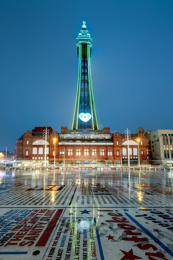 Blackpool Tower Ballroom and Comedy Carpet at Dusk Editorial Photo ...