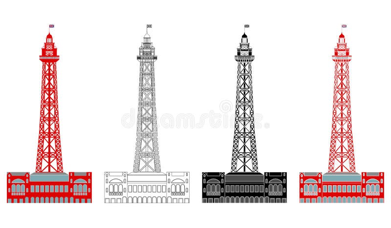 Blackpool Tower in Front View Stock Vector - Illustration of lancashire ...