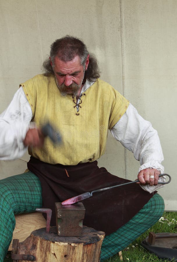Historic Blacksmith at a Middle Ages Market Editorial Photo - Image of ...