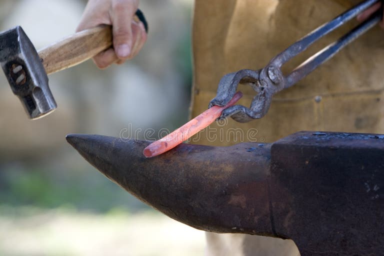 Blacksmith, Anvil & Hammer Stock Photo - Image of blacksmith, hand ...