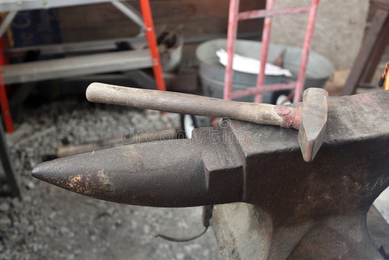 Blacksmith Anvil and Hammer in Workshop Stock Image - Image of handmade ...
