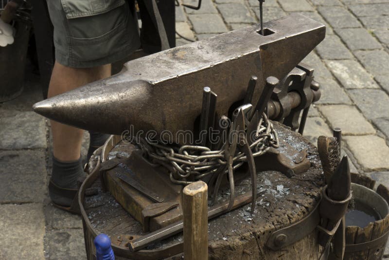 Blacksmith At Work In Anvil Stock Image - Image of metal, industry ...