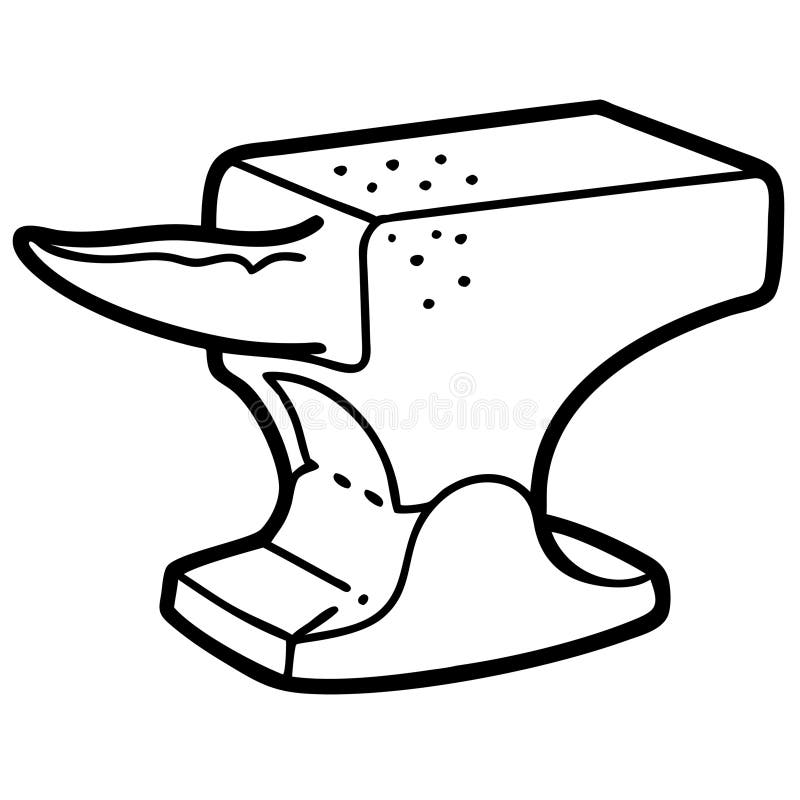 Blacksmith Anvil Outline Vector Illustration for Craft and Metalworking ...