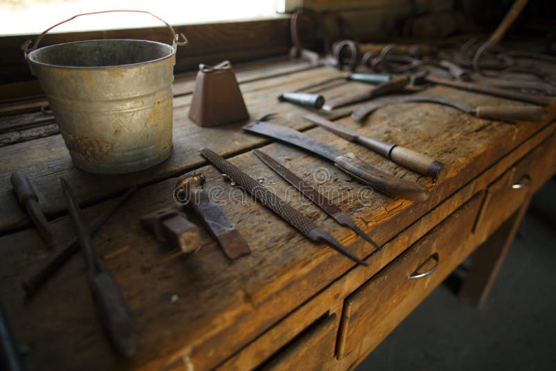 Blacksmiths tool bench stock image. Image of agricultural - 11117973