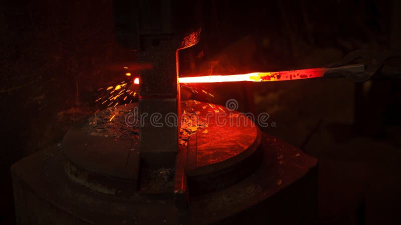 Blacksmith Bending Red Hot Iron Stock Image - Image of black, handwork ...