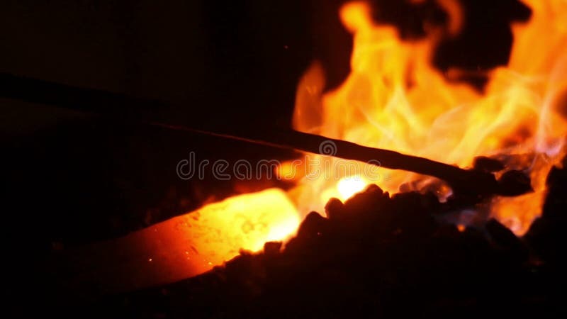 Blacksmith Forging a Swords with Fire Sparks Stock Footage - Video of ...