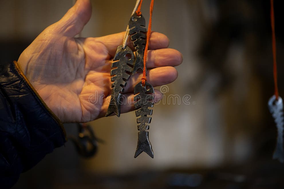 Blacksmith Decorative Elements Metal Fish Hanging at Forge, Workshop ...