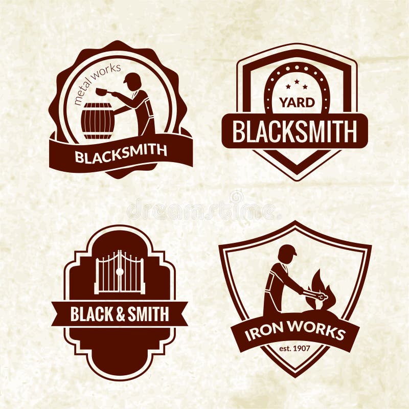 Blacksmith Emblems Set stock vector. Illustration of design - 58487210