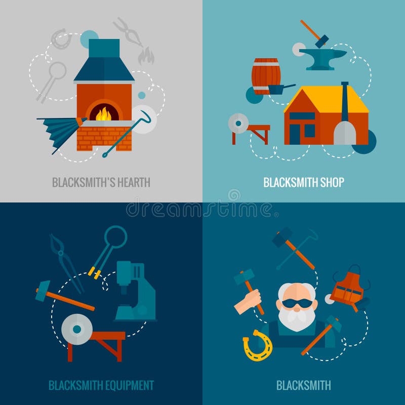 Blacksmith Flat Set stock vector. Illustration of decoration - 50911905