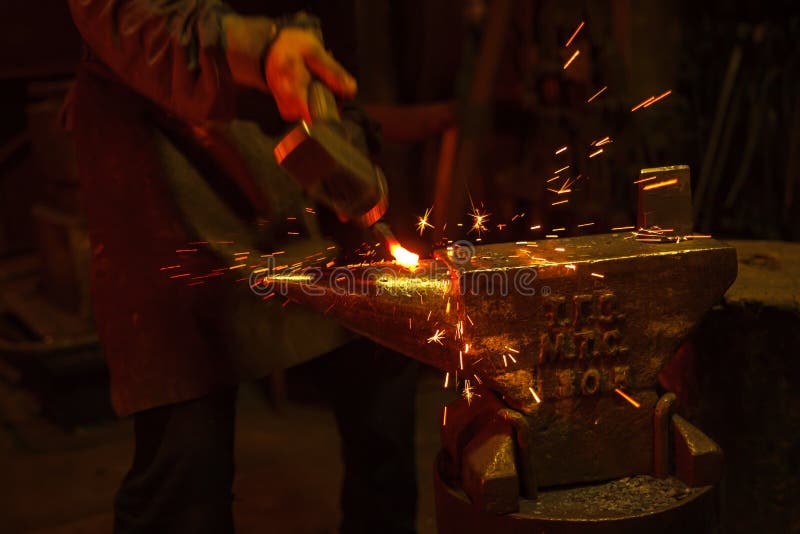 Blacksmith Forfing Hot Iron Stock Photo - Image of craft, work: 67119218