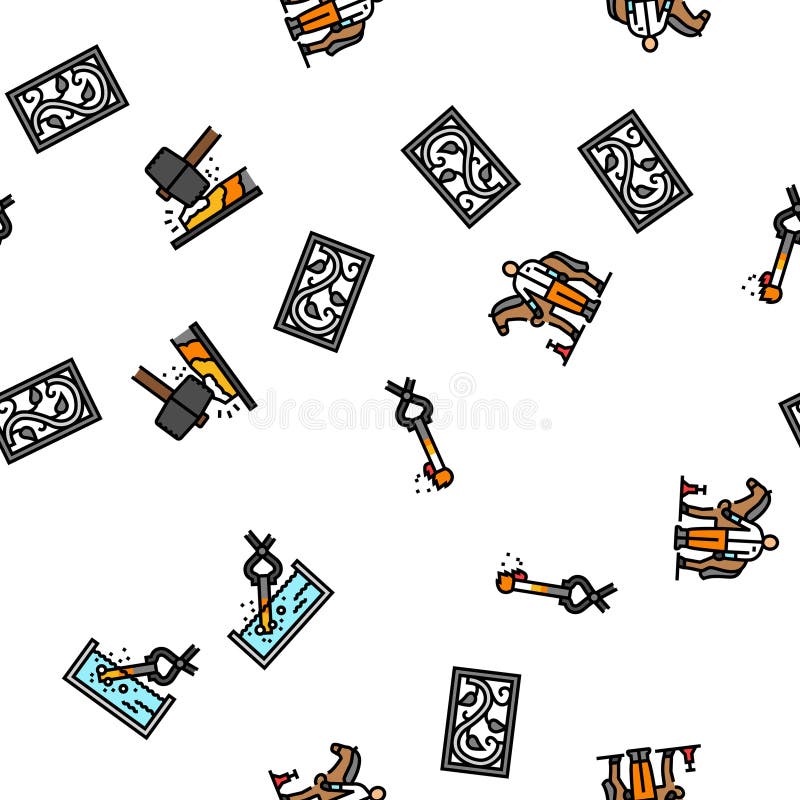 Blacksmith Forge Anvil Hammer Seamless Pattern Vector Stock Vector ...