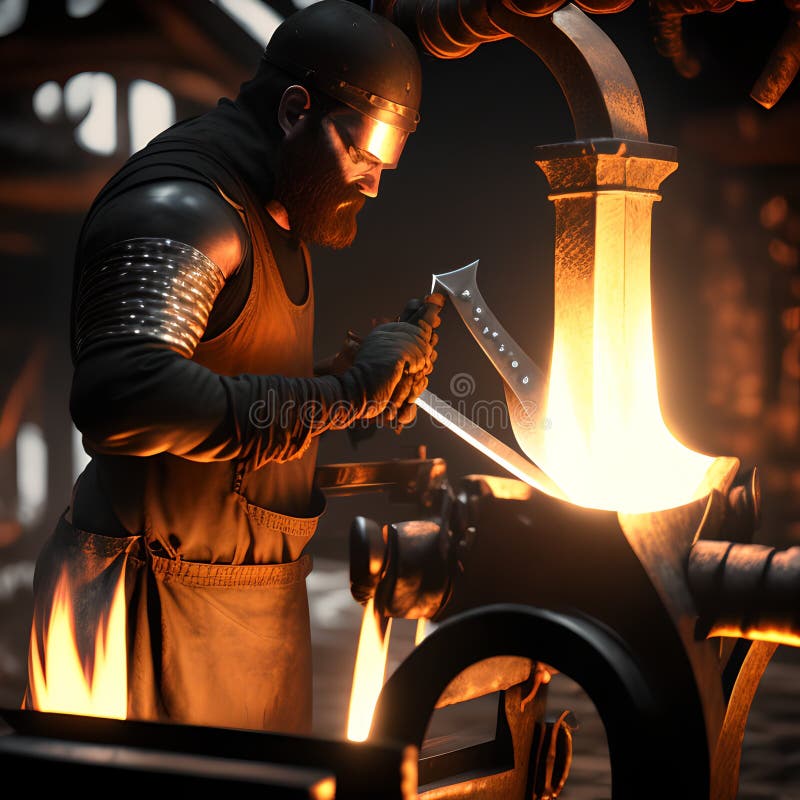 Blacksmith in Forge, Generative AI Illustration Stock Illustration ...