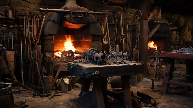 Blacksmith forge fire stock illustration. Illustration of furnace ...