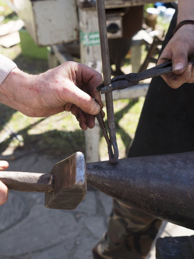 Blacksmith Forge with Hammer Iron on Anvil Stock Image - Image of anvil ...