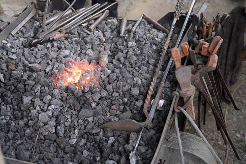 Blacksmith Forge with Tools Stock Image - Image of iron, black: 130826495