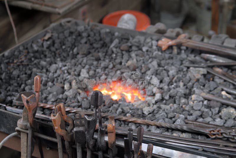 Balcksmith Forge with Tools Stock Image - Image of handmade, coal ...
