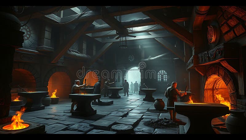 Blacksmith Forge Interior, Fantasy, Medieval, Workshop, Fire, Stock ...
