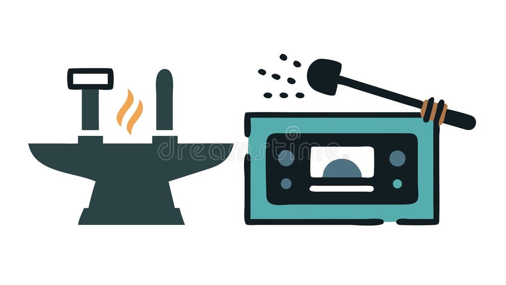 Blacksmith Forge Modern Tech, Traditional Craft Innovation, Vector ...