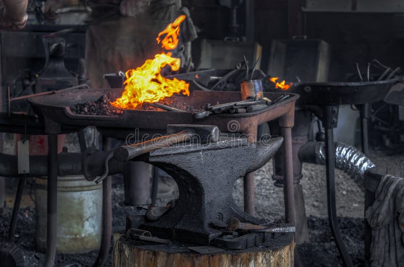 Blacksmith forge stock photo. Image of forger, shop, hammer - 14824064