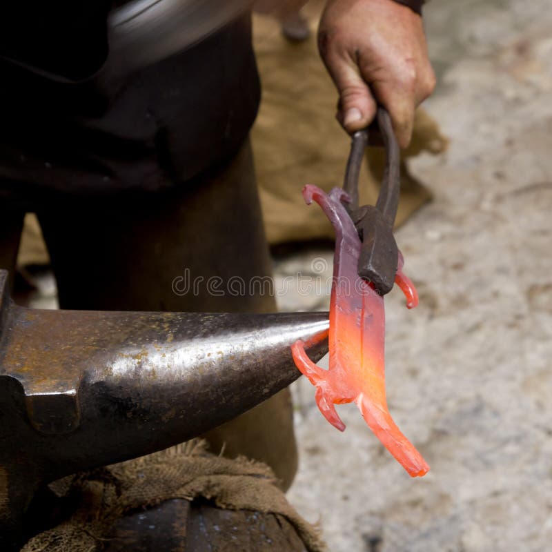Blacksmith Forged Iron Smith Anvil Hammerman Stock Image - Image of ...
