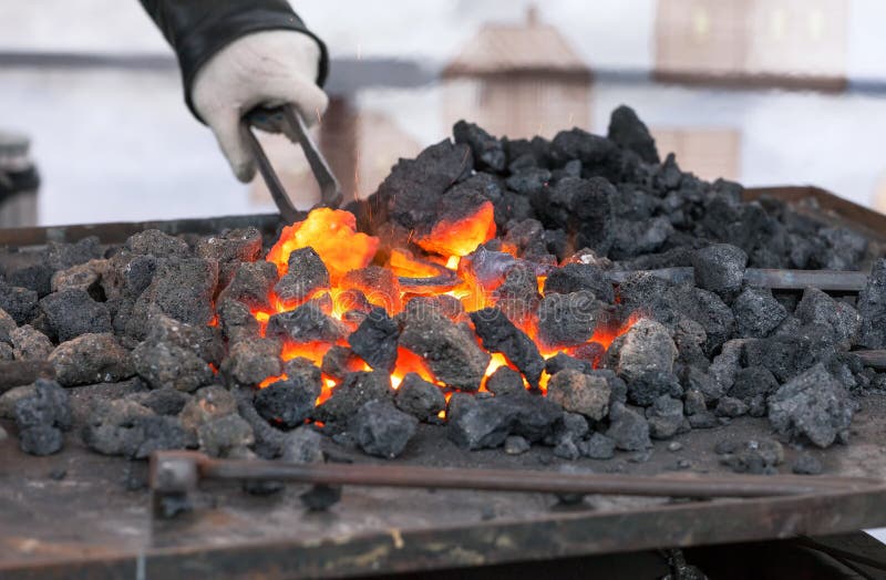 Blacksmith Forges a Red-hot Iron Stock Image - Image of anvil, manual ...
