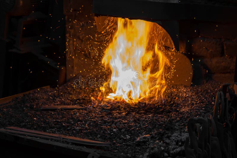 Blacksmith Forging Iron in Workshop Stock Image - Image of industry ...