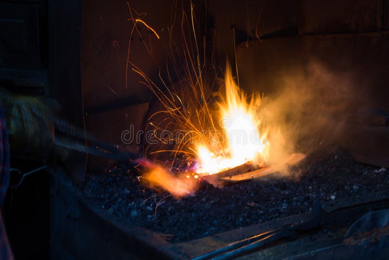 Forging hot iron stock image. Image of skill, smith, detail - 45378611