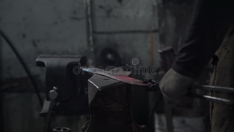 Blacksmith Forging Molten Metal on the Anvil Stock Footage - Video of ...