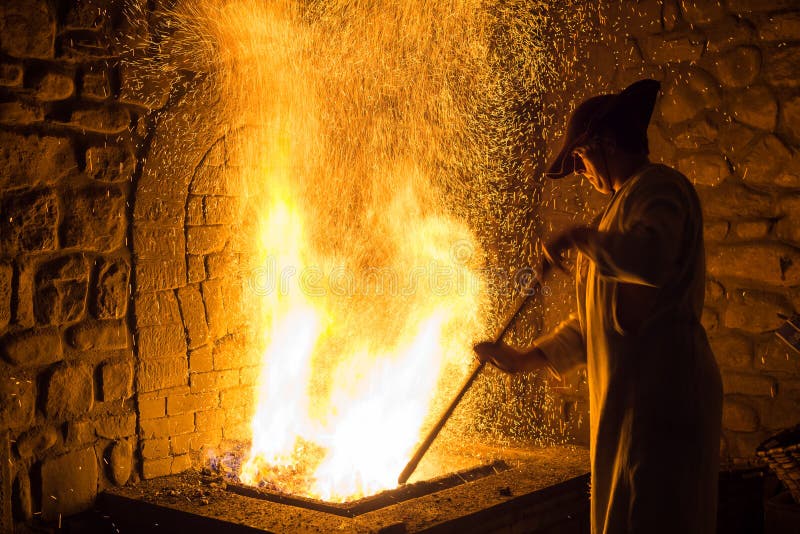 .Blacksmith Forging in the Traditional Way, As in the Past Editorial ...