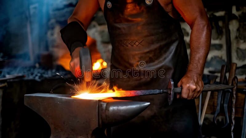 Blacksmith Forging a Viking Sword Using Ancient Techniques, Living ...