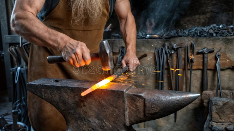 Ai Generated Blacksmith Forging Sword Stock Photos - Free & Royalty ...