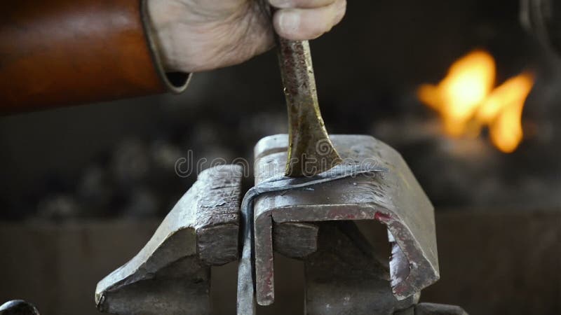 Blacksmith Hammering Out a Design Stock Video - Video of background ...