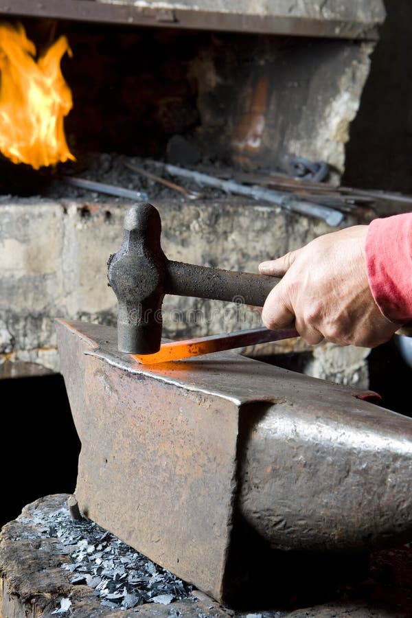 Blacksmith Hammering a Steel Stock Photo - Image of anvil, heat: 39140602