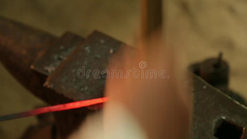 Blacksmith Hammers on the Red-hot Piece of Iron Stock Video - Video of ...