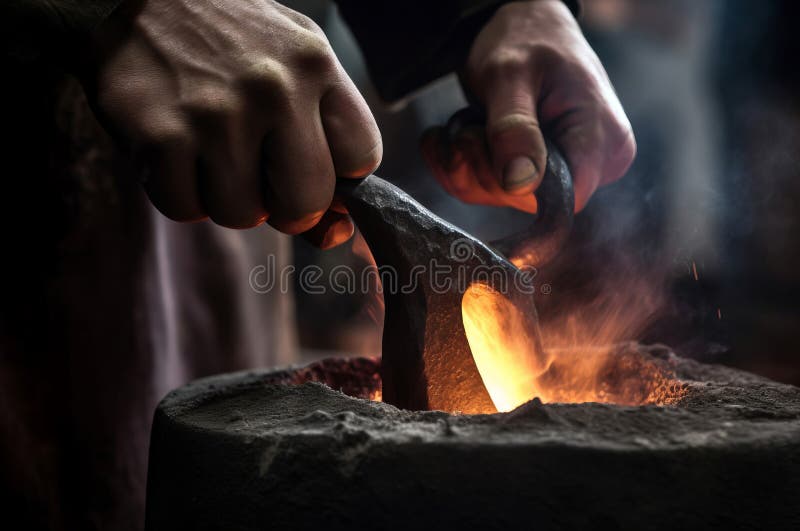 Blacksmith Hand Crafting Hot Work. Generate Ai Stock Photo - Image of ...