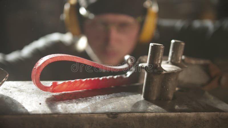 Blacksmith Hitting a Hot Red Metal with a Hummer Stock Video - Video of ...