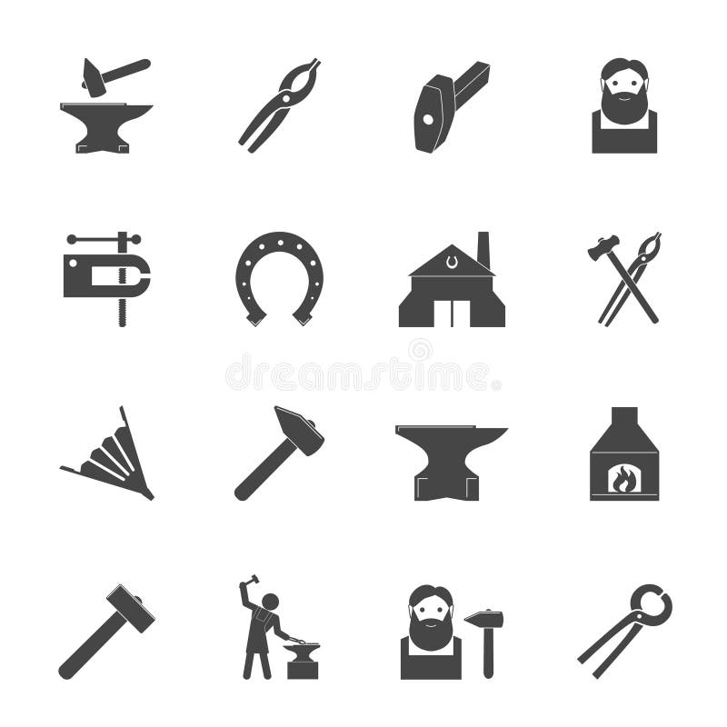 Blacksmith Icons Set stock vector. Illustration of decoration - 40974582